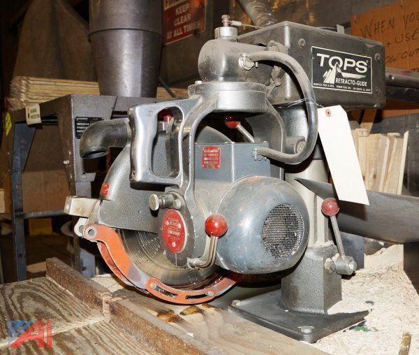 Marvco Tops Retracto Glide Industrial Radial Arm Saw With Dust Collector Auction Auctions International